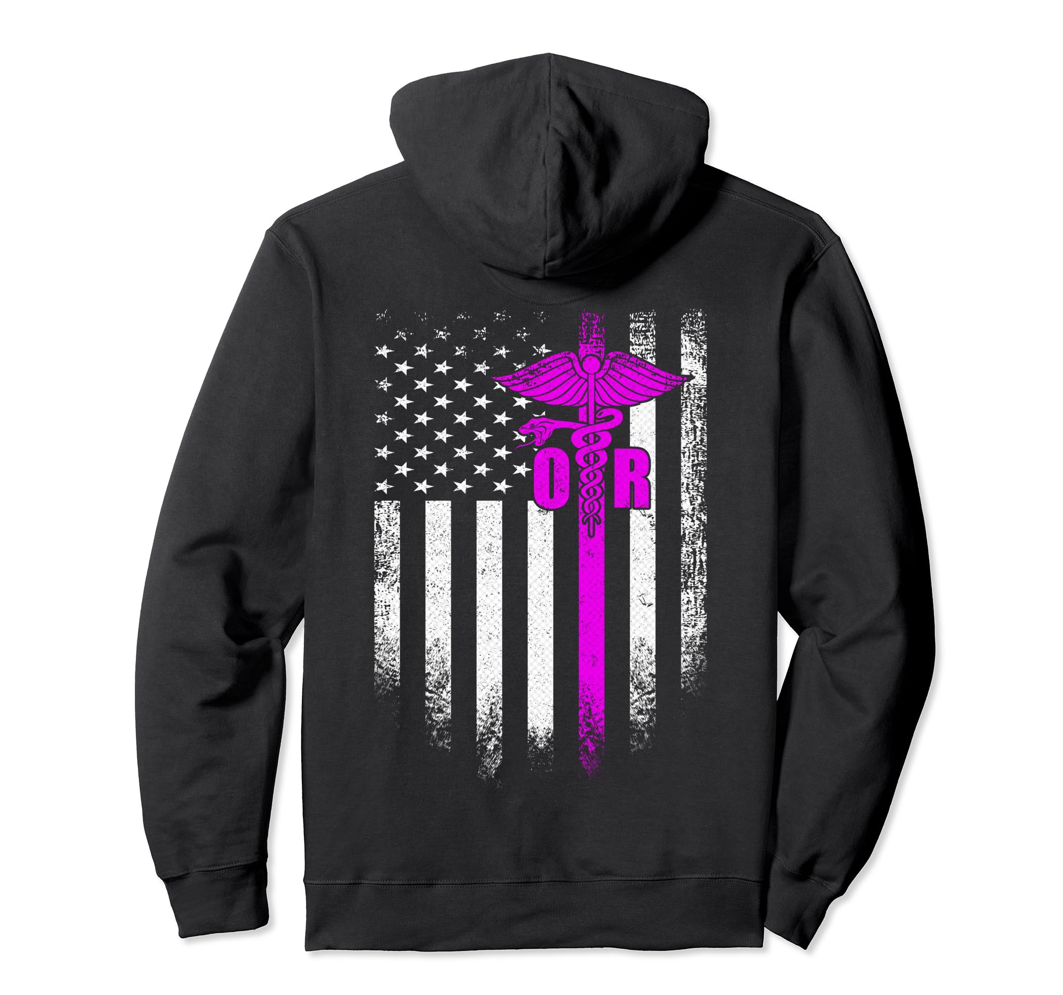 Vintage USA OR Operating Room Nurse American Flag Patriotic Pullover Hoodie