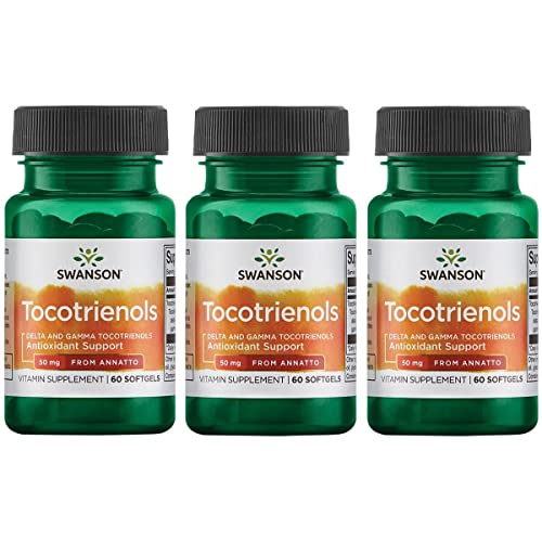 Swanson Deltagold Tocotrienols-Annatto Tocotrienols Supporting Healthy Cholesterol Levels Already withinthe Normal Range-Vitamin E Tocotrienols 99% Tocopherol Free (60 Softgels, 50mg Each) (3 Pack)