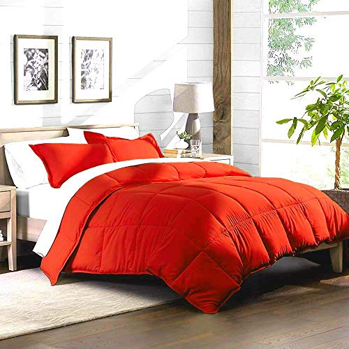 Soft Bed in Bag 1000 Series Egyptian Cotton 5 Piece 500 GSM Warm Comforter Set (Comforter + Flat Sheet + Fitted Sheet 18" Deep + 2 Pillow Cases) Bedding Set Cal. King Red