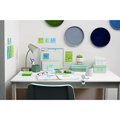 Post-it Super Sticky Notes, 3x3 in, Assorted Pastel Colors, 15 Pads, 2X The Sticking Power, Recyclable (654-15SSPS)