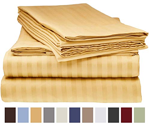 Cotton Home Depot Full Collection Bed Sheet Set 20 Inch Deep Pocket 4-Piece Bedding Set - Wrinkle, Stain, Fade Resistant - Yellow Gold