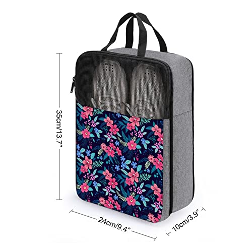 Frcavbin Exotic Floral Flowers Travel Shoe Bag Shoes Carrier with Handle and Zipper Foldable Shoe Puches Organizer for Home storage School starts