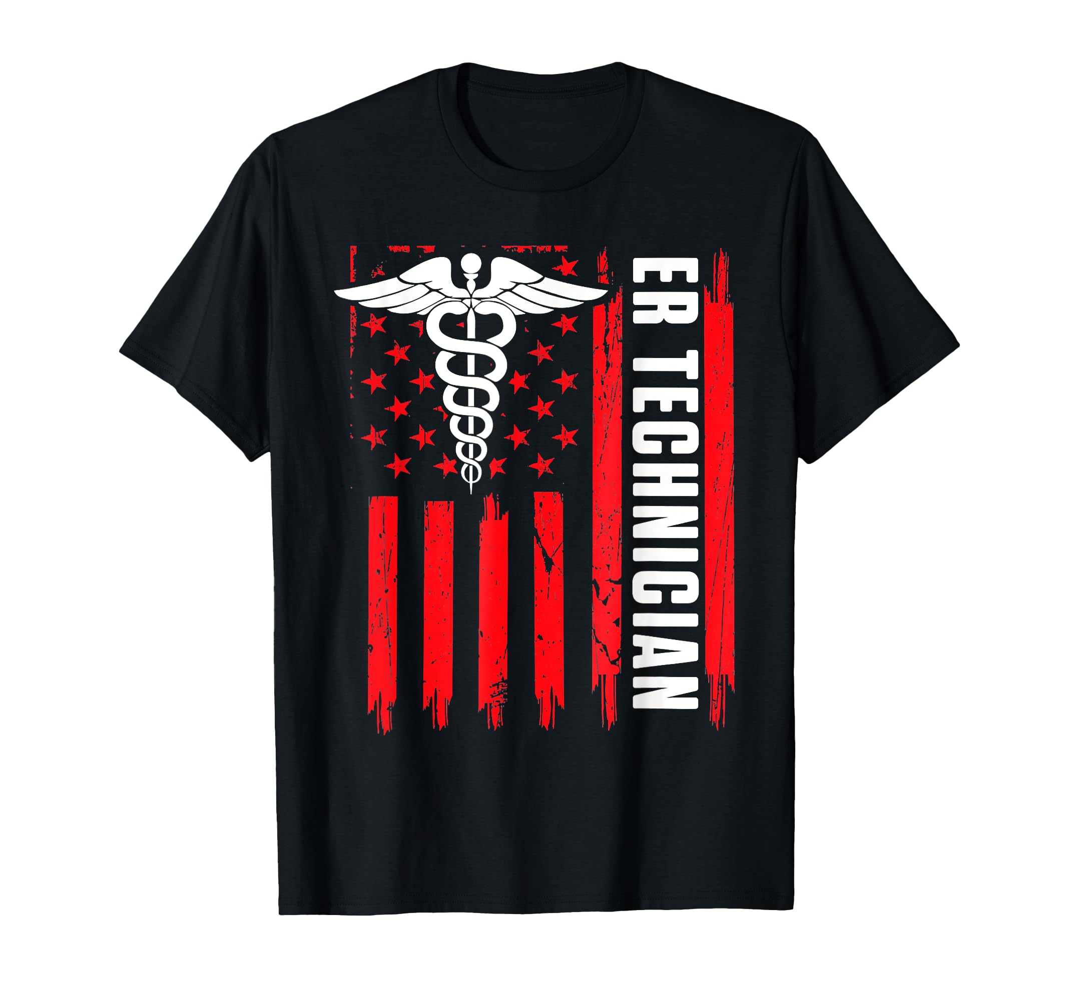 ER Technician Brain Emergency Room Tech American Flag T-Shirt