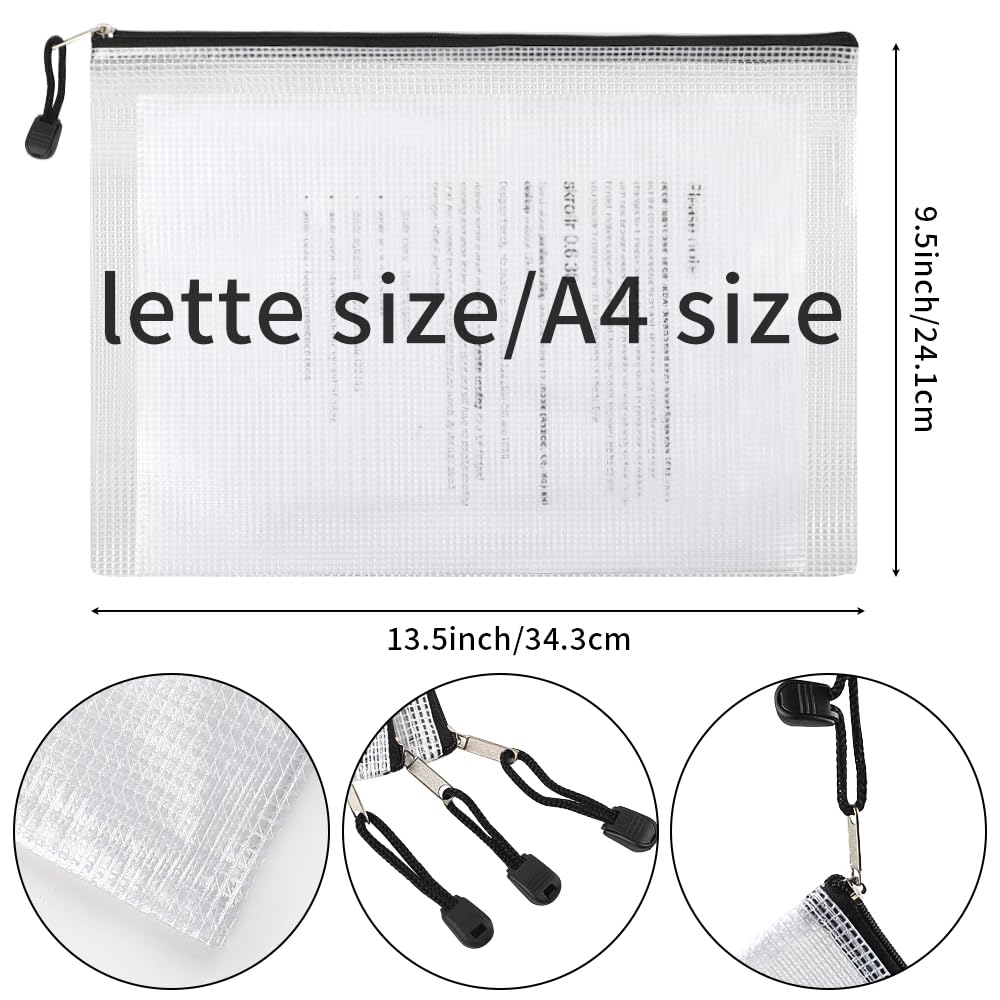 EOOUT 24pcs Mesh Zipper Pouch, Board Game Organizer, Storage Bags, Plastic Puzzle Bag for Organizing, Letter Size, A4 Size, for School Students Office Supplies