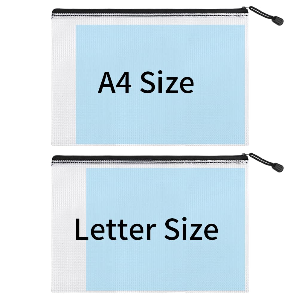 EOOUT 24pcs Mesh Zipper Pouch, Board Game Organizer, Storage Bags, Plastic Puzzle Bag for Organizing, Letter Size, A4 Size, for School Students Office Supplies