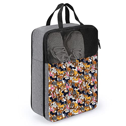 Frcavbin Dog Face Puppy Travel Shoe Bag Shoes Carrier with Handle and Zipper Foldable Shoe Puches Organizer for Home storage School starts