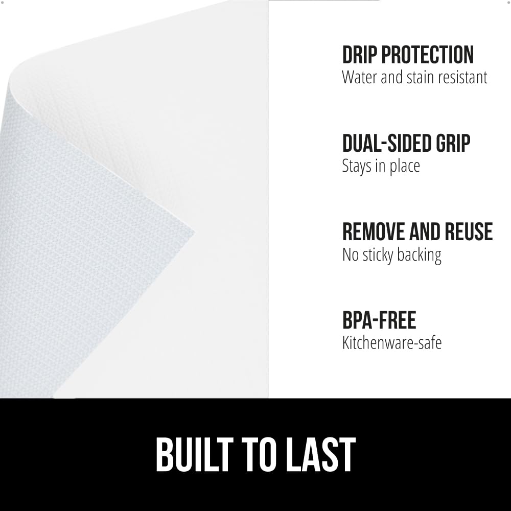 Gorilla Grip Slip Resistant Drawer and Shelf Liner, Non Adhesive Water Resistant, Easy Clean and Trim, Smooth Surface Liners for Kitchen Cabinet, Shelves, Drawers, Pantry, 12 in x 20 FT, White