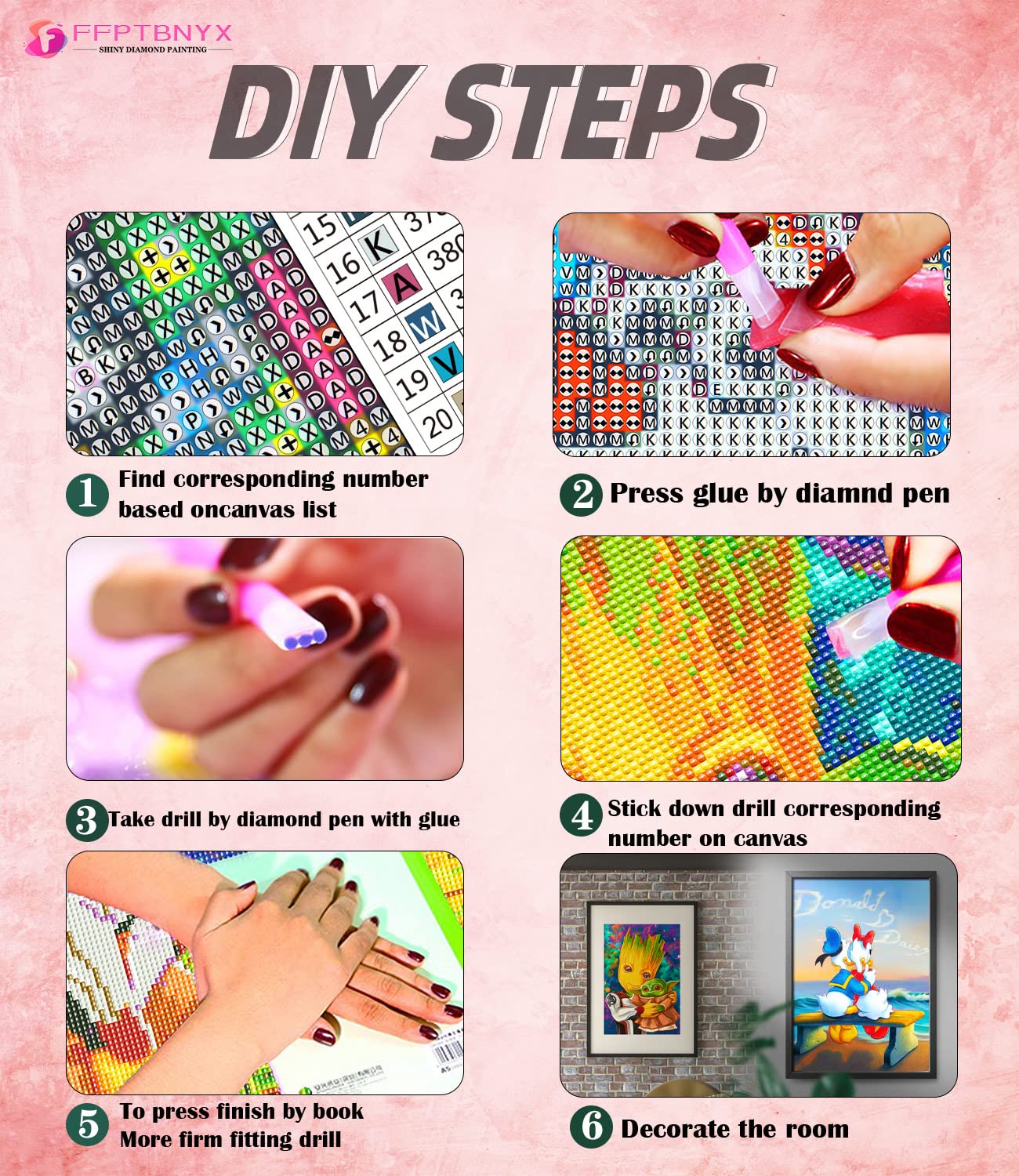 FFPTBNYX 6 Pack Full Drill Diamond Painting Kits for Adults&Beginners 5D DIY 6PCS Diamond Art Kits Paint with Round Diamonds and Gems for Home Wall Decor Gifts(11.8''x15.7'')
