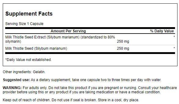 Swanson Milk Thistle (Standardized) - Herbal Liver Support Supplement w/ 80% Silymarin - Natural Formula Helping to Maintain Overall Health & Wellbeing - (120 Capsules)