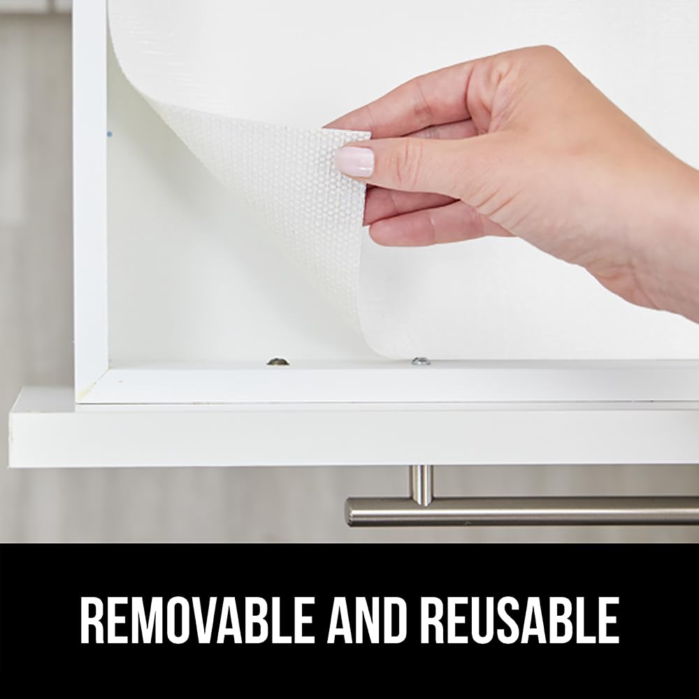 Gorilla Grip Slip Resistant Drawer and Shelf Liner, Non Adhesive Water Resistant, Easy Clean and Trim, Smooth Surface Liners for Kitchen Cabinet, Shelves, Drawers, Pantry, 12 in x 20 FT, White