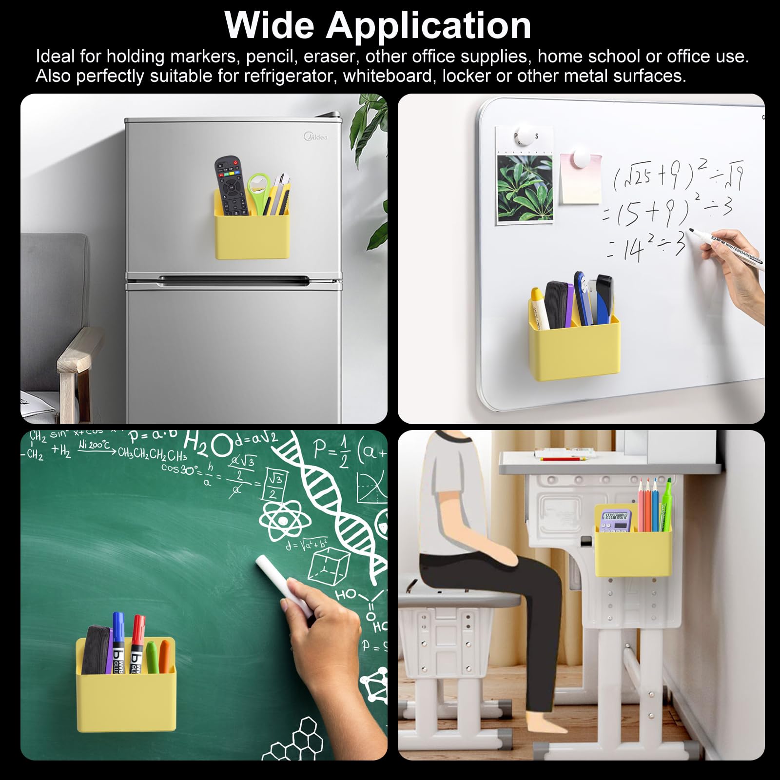 Jeyoon 2 Pack Magnetic Dry Erase Marker Holder, Whiteboard Marker Holder, Magnetic Pen Holder, Magnetic Marker Holder for Fridge, Whiteboard, Locker, Magnetic Cup for Dry Erase Board -Yellow