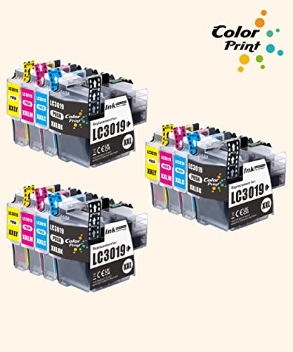 ColorPrint 12-Pack Compatible Ink Cartridge Replacement for Brother LC3019 LC3019XXL Used for MFC-J5330DW MFC-J6530DW MFC-J6730DW MFC-J6930DW MFC J5330DW J6530DW J6730DW J6930DW Printer (3B3C3M3Y)