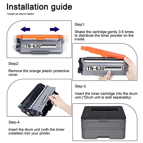 TN-630 TN630 Toner Cartridge: 2-Pack Black Compatible for Brother TN 630 Toner Replacement for HL-L2360DW L2320D L2380DW MFC-L2685DW L2680W DCP-L2520DW L2540DW Printer