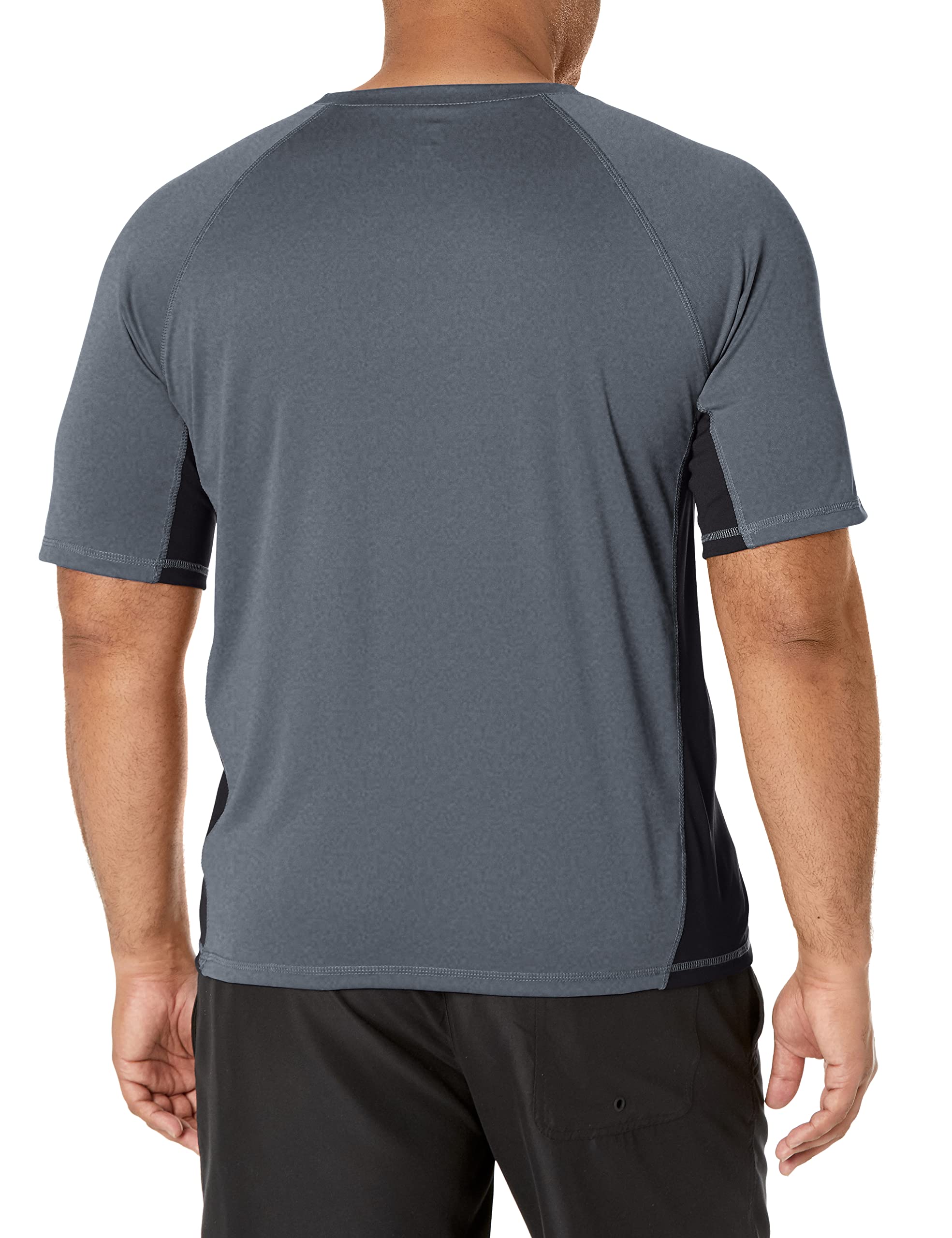 Kanu Surf Men's Standard Short Sleeve UPF 50 Swim Rash Guard Sun Shirt (Regular & Extended Sizes), Charcoal/Black, X-Large