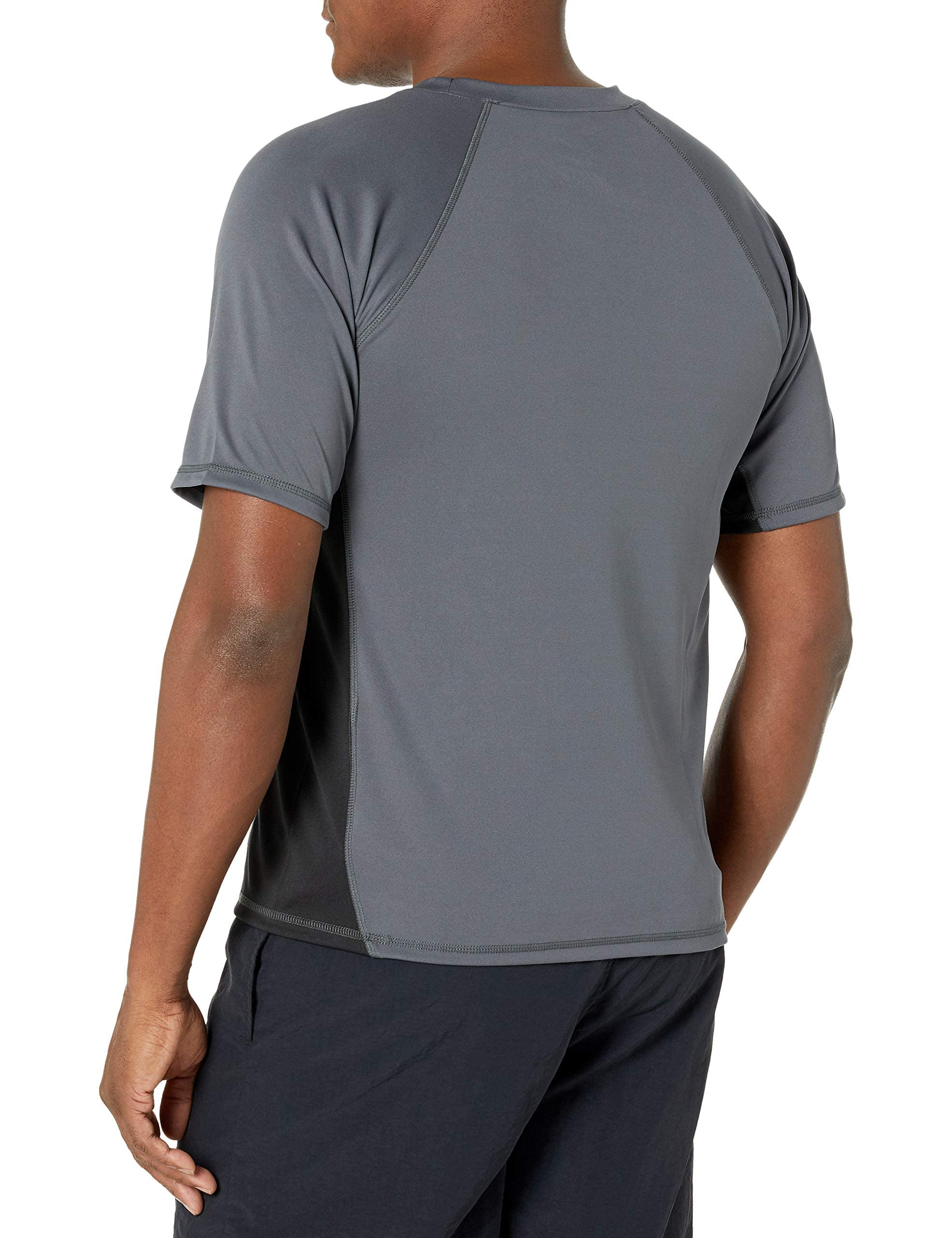 Kanu Surf Men's Standard Short Sleeve UPF 50 Swim Rash Guard Sun Shirt (Regular & Extended Sizes), Charcoal/Black, X-Large