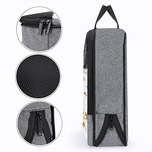 Frcavbin Gold And White Marble Travel Shoe Bag Shoes Carrier with Handle and Zipper Foldable Shoe Puches Organizer for Home storage School starts