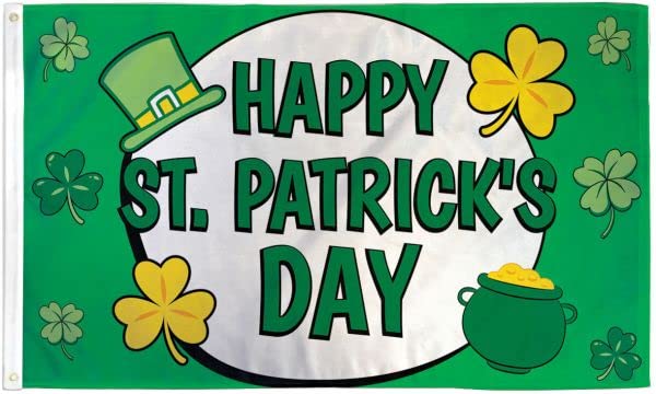 Happy St Patrick's Day Flag 3x5ft - Spring Holiday Flag Home Decor Indoor Outdoor Flag Banner