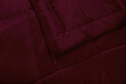 Cotton Home Depot 5-Pc Silk Satin Comforter Set 1-Piece Quilted Box Stitching Comforter 1 Flat Sheet 1 Fitted Sheet with 2 Pillow Case 400 GSM Microfiber Fill Comforter Set.Size-Twin Colour Burgundy