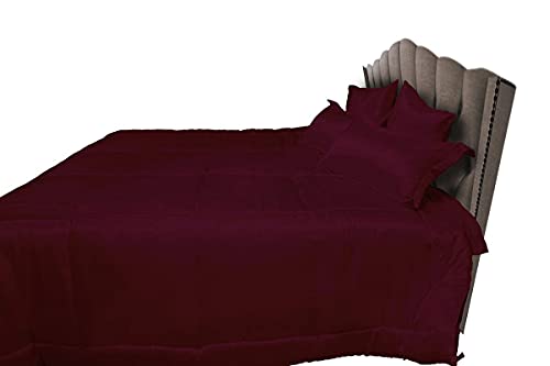 Cotton Home Depot 5-Pc Silk Satin Comforter Set 1-Piece Quilted Box Stitching Comforter 1 Flat Sheet 1 Fitted Sheet with 2 Pillow Case 400 GSM Microfiber Fill Comforter Set.Size-Twin Colour Burgundy