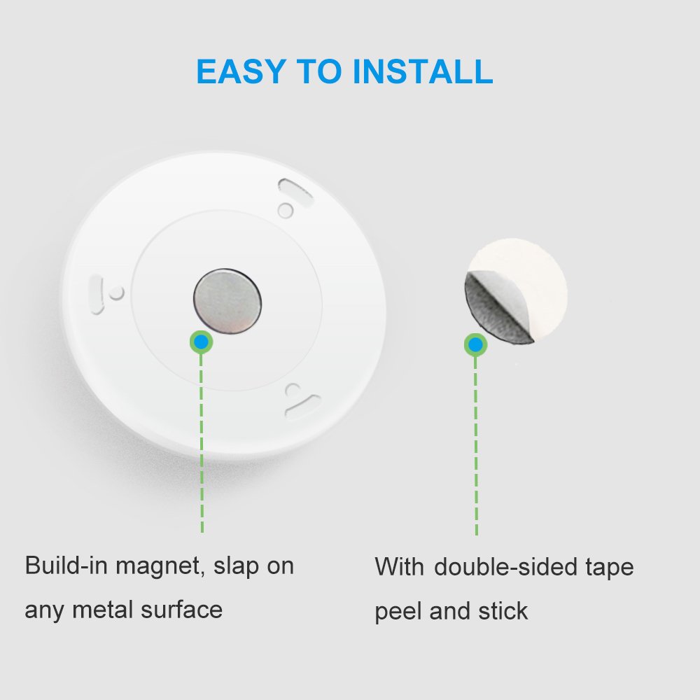 AMIR Upgraded Motion Sensor Light, Cordless Battery-Powered LED Night Light, Stick-Anywhere Closet Light Stair Lights, Wall Lights for Hallway, Bedroom, Kitchen (White - Pack of 6)