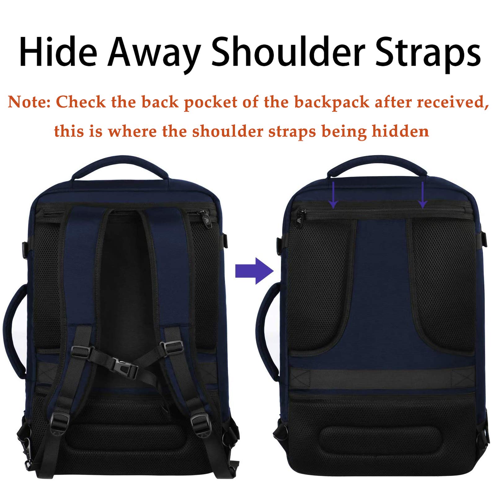 MATEIN Weekender Backpack, Large Capacity Travelling Suitcase Backpack with Strap for Clothes, Expandable Flight Approved Business Carry on Daypack for International Travel, Blue