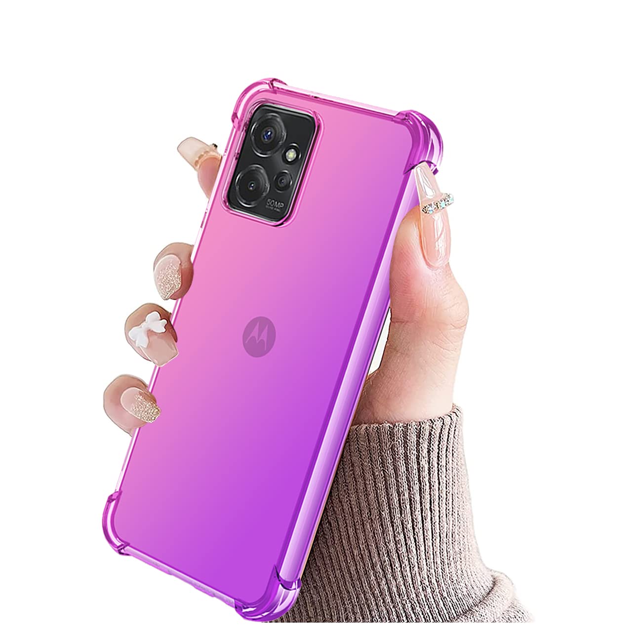KOARWVC Case for Motorola ThinkPhone Case, Moto ThinkPhone 5G Case, Crystal Clear Case Gradient Slim Anti Scratch TPU Shockproof Protective Phone Cases Cover for Motorola ThinkPhone (Pink/Purple)