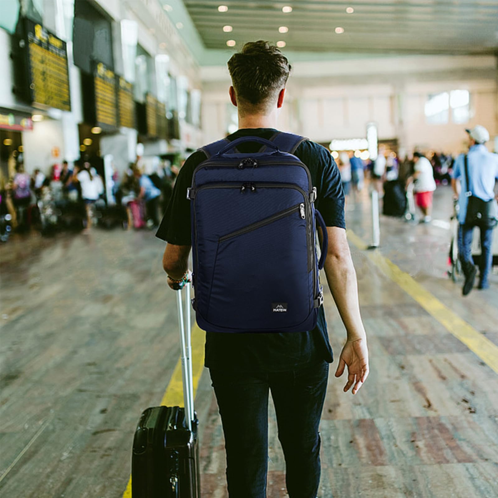 MATEIN Weekender Backpack, Large Capacity Travelling Suitcase Backpack with Strap for Clothes, Expandable Flight Approved Business Carry on Daypack for International Travel, Blue