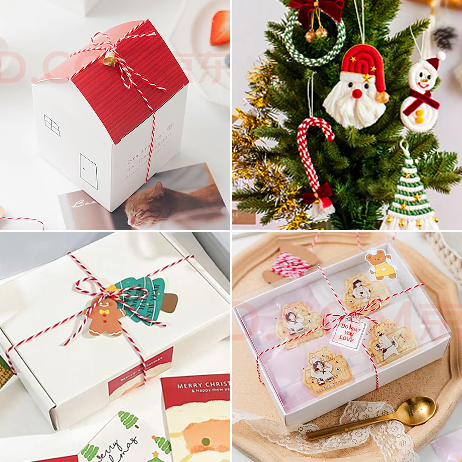 Tenn Well Red and White Twine, 656 Feet 200m Cotton Bakers Twine Perfect for Baking, Butchers, Crafts and Christmas Gift Wrapping