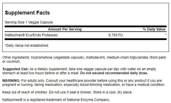 Swanson Triple-Strength Nattozimes 195 Milligrams/6750 Fu 60 Veg Capsules Enzyme (3 Pack)