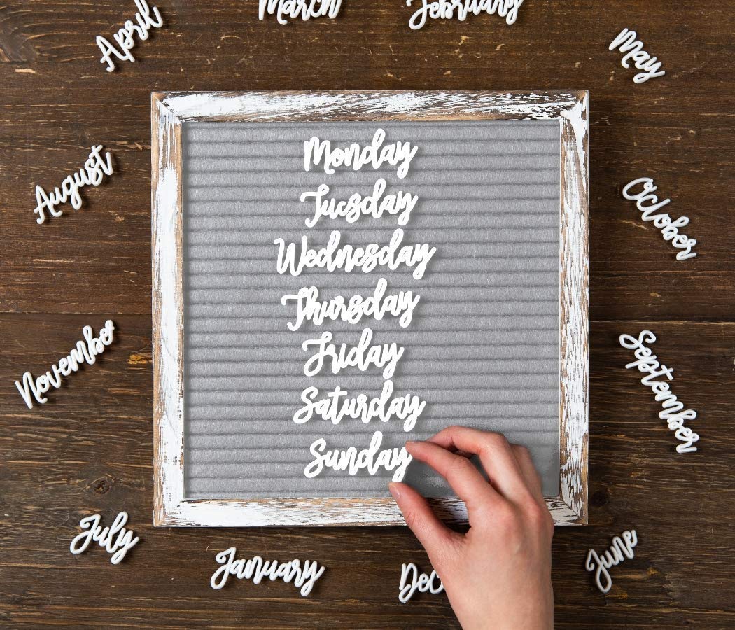Letter Board 10x10 Rustic Gray | +690 PRE-Cut Letters +Stand +Upgraded Wooden Sorting Tray | Farmhouse Felt Letterboard with Cursive Words, Letter Boards, Word Board, Message Board, Changeable Sign