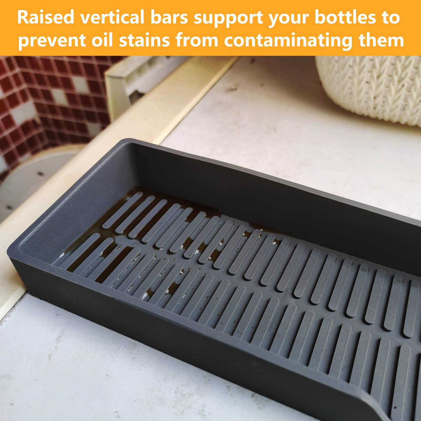 Silicone stove top shelf 30",JOOKKI magnetic over stove top shelf for kitchen stove,oven shelf for back with Zero Installation,over the stove spice rack With With partition and perimeter fence.(gray)