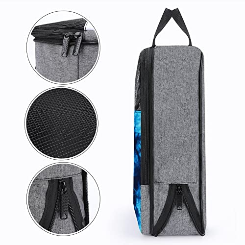 Frcavbin Indigo Tie Dye Travel Shoe Bag Shoes Carrier with Handle and Zipper Foldable Shoe Puches Organizer for Home storage School starts