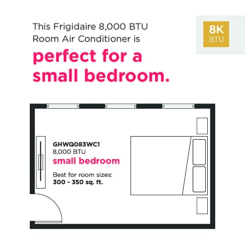Frigidaire GHWQ123WC1 Inverter Quiet Temp Room Air Conditioner, 8,000 BTU with Wi-Fi Connected, Energy Star Certified, Easy-to-Clean Washable Filter, in White