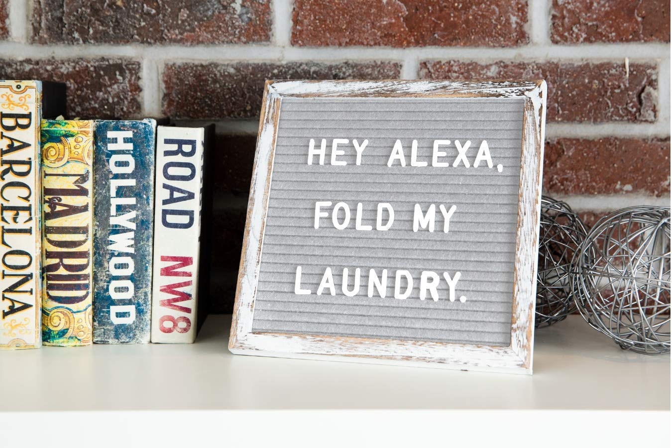 Letter Board 10x10 Rustic Gray | +690 PRE-Cut Letters +Stand +Upgraded Wooden Sorting Tray | Farmhouse Felt Letterboard with Cursive Words, Letter Boards, Word Board, Message Board, Changeable Sign