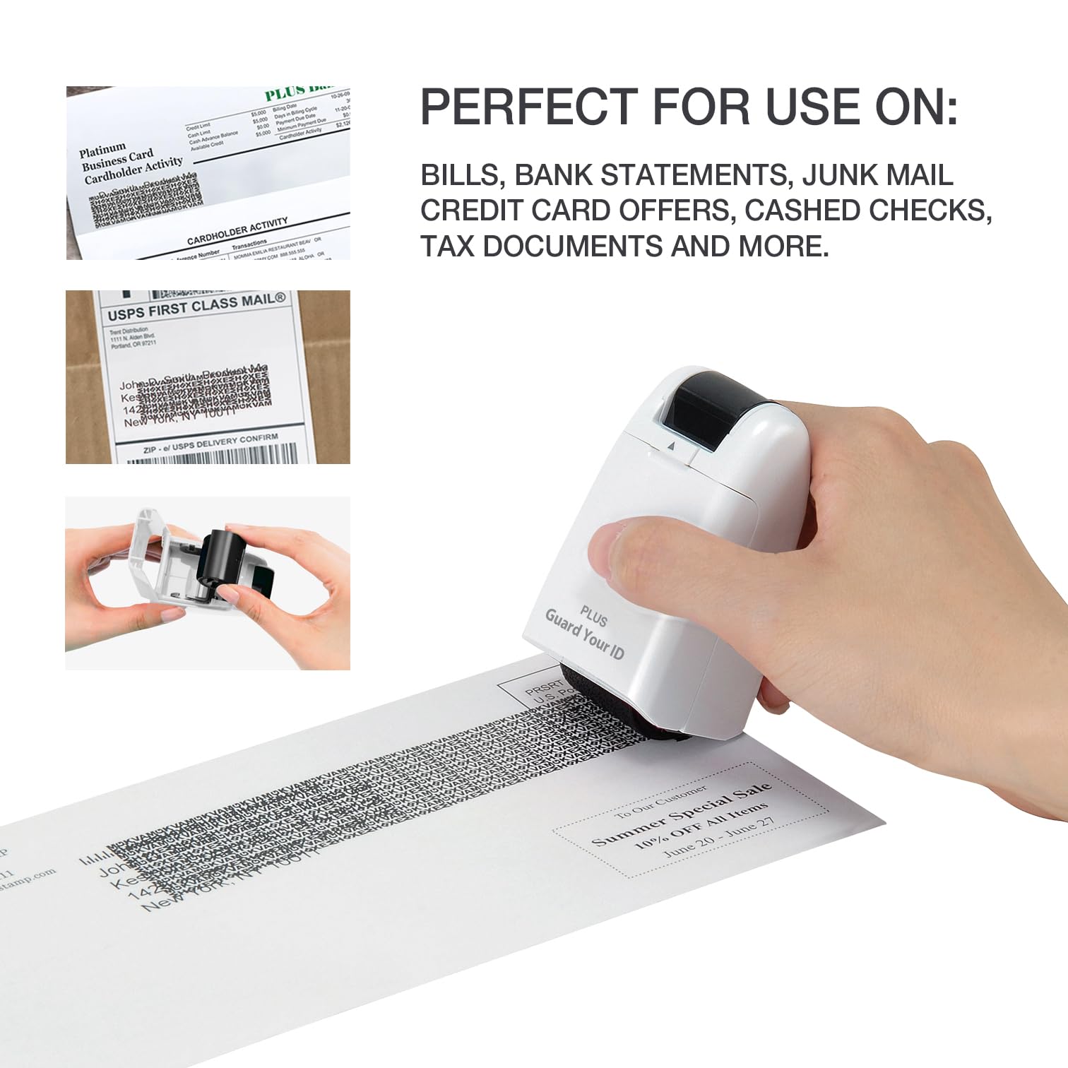 The Original Guard Your ID Identity Protection Security Prevention Stamp Wide Roller (White) IS-500CM