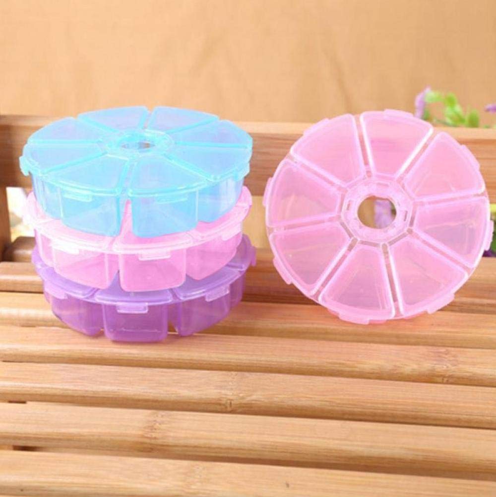 Diamond Painting Boxes Mini 8 Grids Rhinestone Gems Plastic Box Round Storage Box Case Jewelry Bead Makeup Clear Organizer