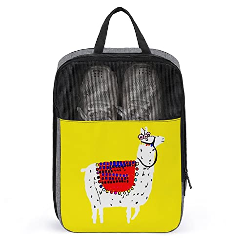 Frcavbin Haughty Alpaca Yellow Travel Shoe Bag Shoes Carrier with Handle and Zipper Foldable Shoe Puches Organizer for Home storage School starts