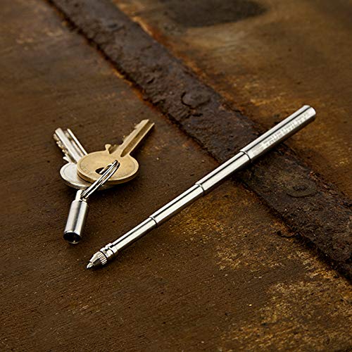 TelePen Key Chain Telescopic Pen: Stainless Steel Black Ball Point Pen; Quick Pull Release Mechanism from the Cap; 3 Pen Refills; Cool EDC Key Ring Attachment; Great Gift for That Special Someone
