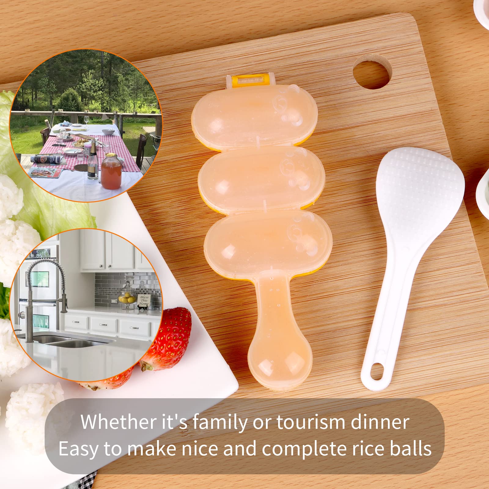 Rice Ball Shaker,Rice Ball Molds, DIY Ball Shaped Kitchen Tools Shakers Food Decor for Kids DIY Lunch Maker Mould with a Mini Rice scoop