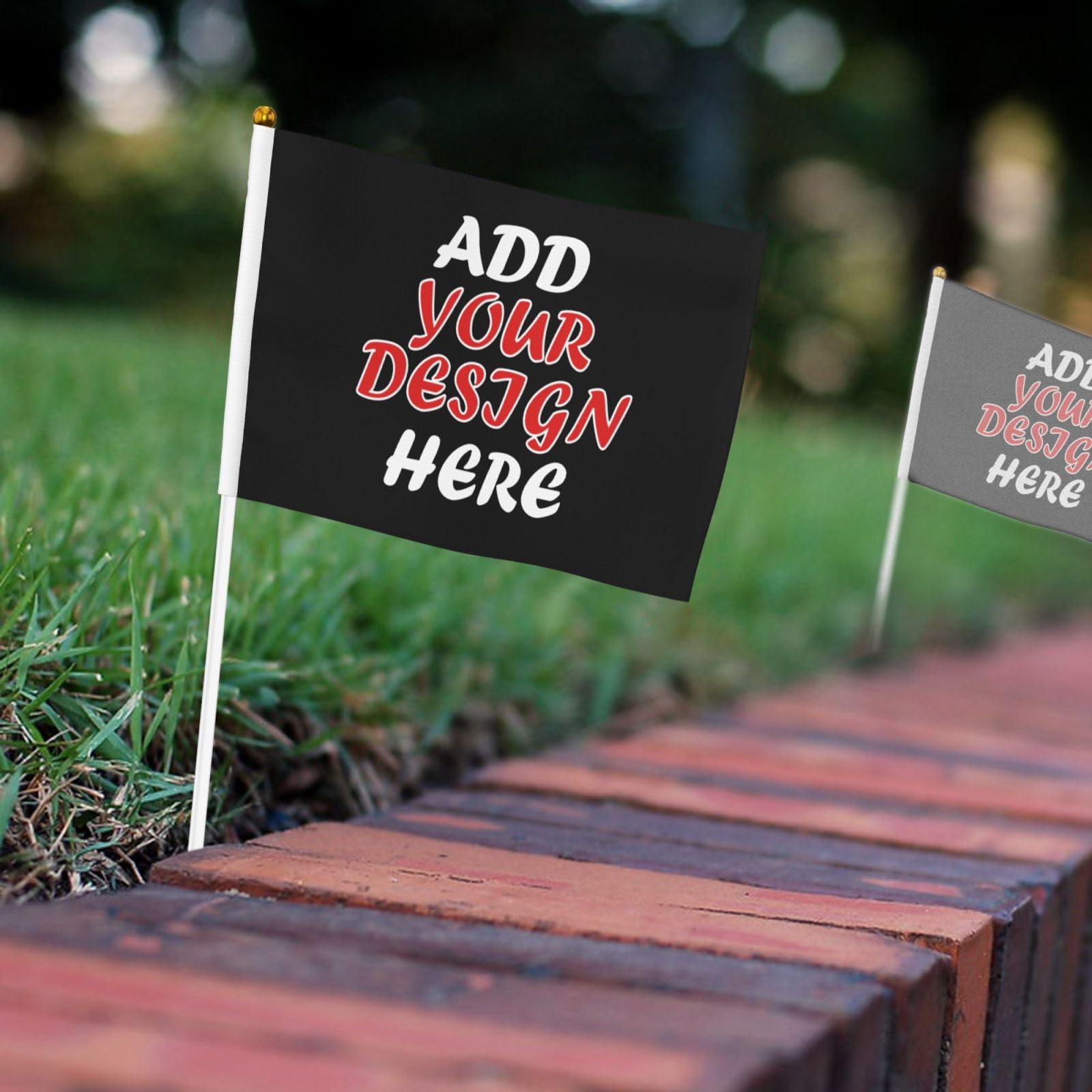 Custom Mini Flag on Stick Make Your Own Flags Personalized Photo Image Text Logo Hand Held Small Banners Double Sided Customize Flags 5.5"x8.2" Gifts for Indoor Outdoor Room Decoration 10pcs