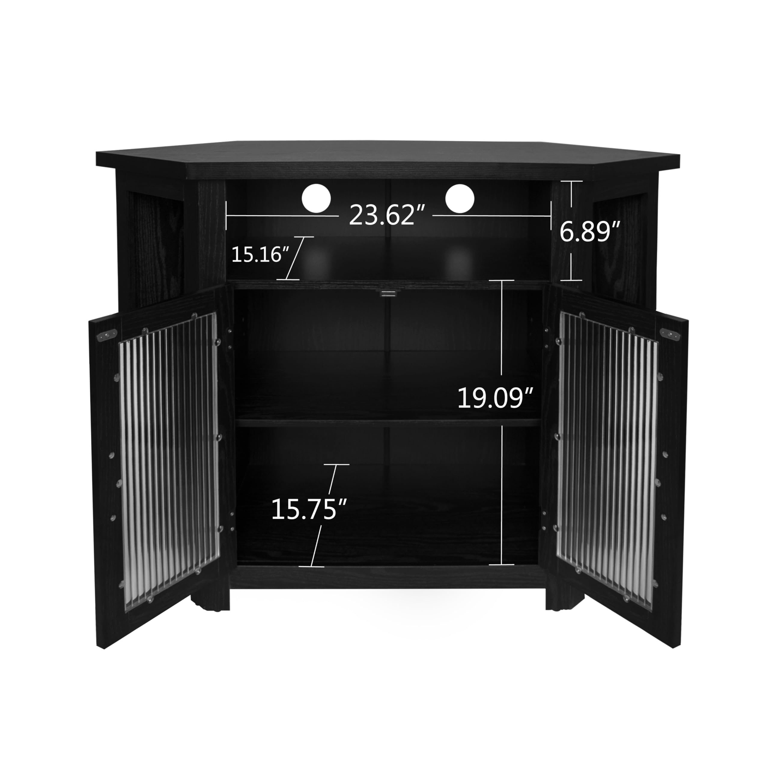 weselon Corner TV Stand for TVs up to 48 Inch, Media Entertainment Center with Storage Shelves and 2 Doors, Console Table Buffet Cabinet for Living Room Bedroom