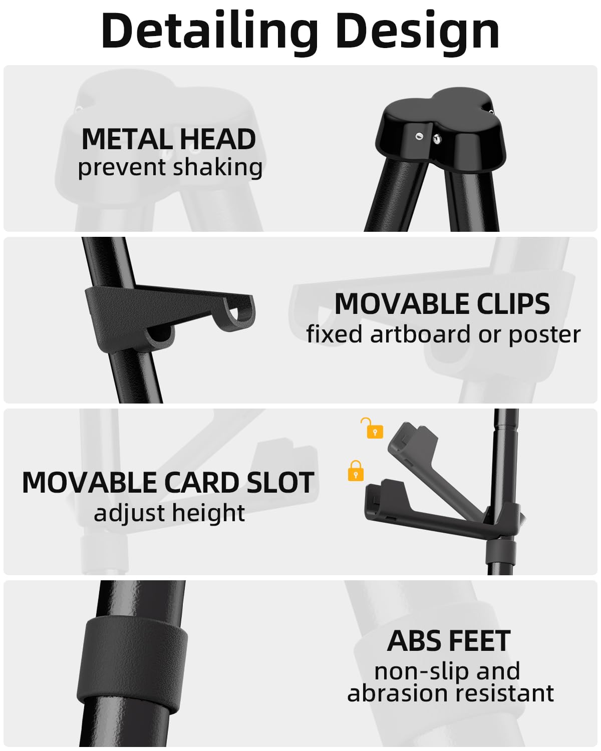 Nicpro Folding Easels for Display, 2 Pack 63 Inch Metal Floor Easel Stand Tripod Black Portable for Artist Poster Wedding with Carry Bag