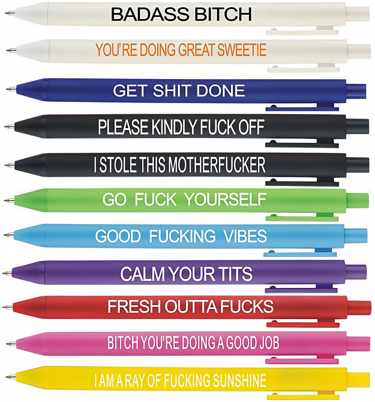 Cityhermit 11Pcs Funny Pens Set for Adults, Swear Word Daily Ballpoint Pen, Premium Novelty Pens Set Days of The Week Pens Dirty Cuss Word Pens for Each Day Funny Office Gifts for Coworkers