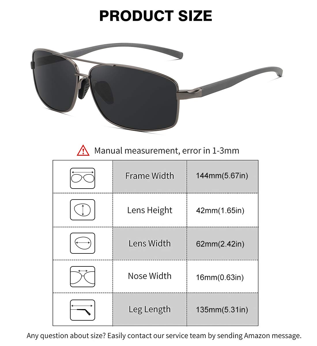 WOWSUN Polarized Sunglasses for Men UV Protection Rectangular Metal Frame Fashion Men's Sun glasses for Driving Golf