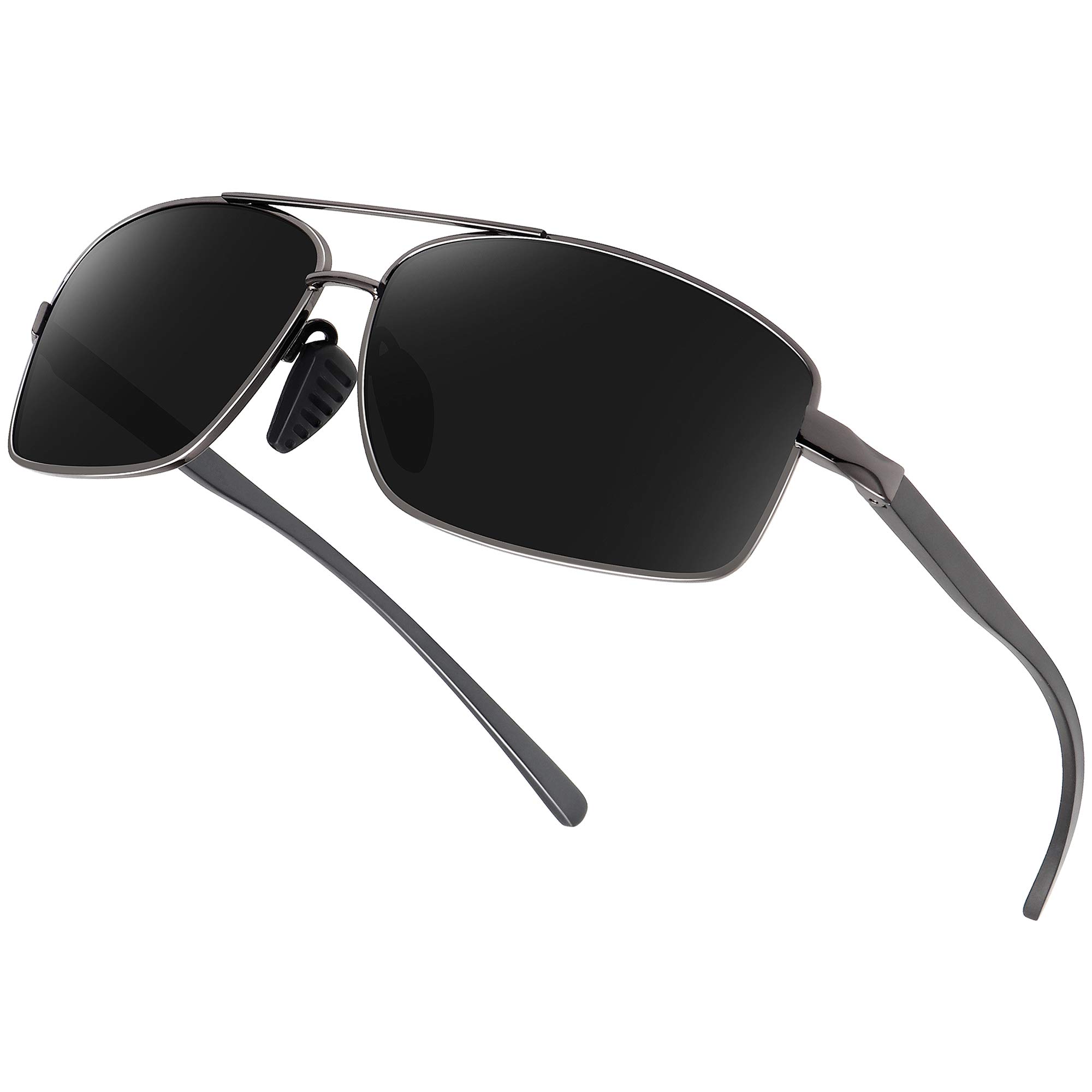 WOWSUN Polarized Sunglasses for Men UV Protection Rectangular Metal Frame Fashion Men's Sun glasses for Driving Golf