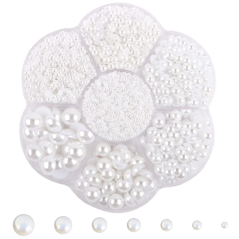5700 Pcs Half Pearls for Crafts,Nail Pearls for Nails Art for Crafting DIY Accessory,Flatback Pearls gems for Makeup,White Neatly Organized Craft Pearls for Artists Creative (2/3/4/5/6/8/10mm)