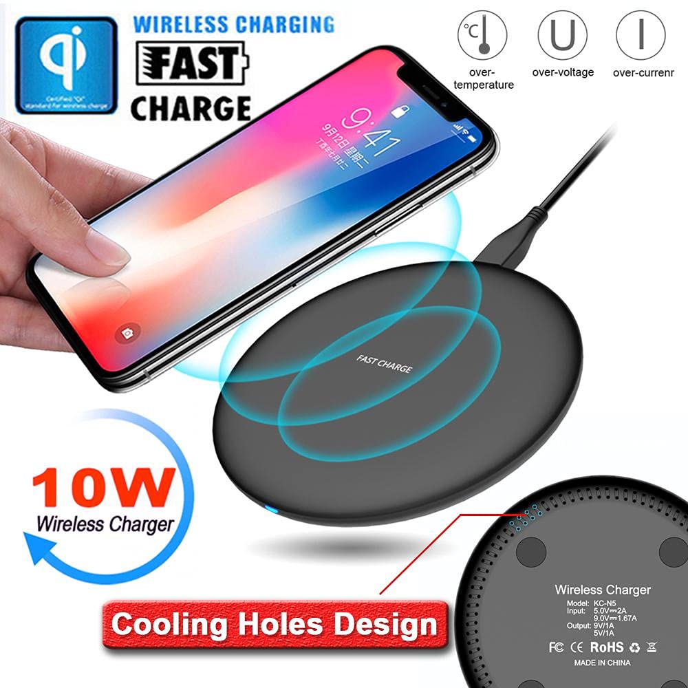 UrbanX OptiPad Fast Wireless Charger Pad for Motorola Droid Turbo 2 / ThinkPhone/Defy 2 / Edge+ 5G UW (2022) / X30 Pro/Edge 30 Pro/Edge (2022) / Edge 30 Ultra / 10W Fast-Charging Soft Touch Top