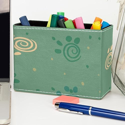Pencil Pen Holder Cup, Stationery Organizer Holder Makeup Brush Storage Organizer, Modern Design Desktop Desk Accessories for School Office Home Supplies - Light Green Pattern