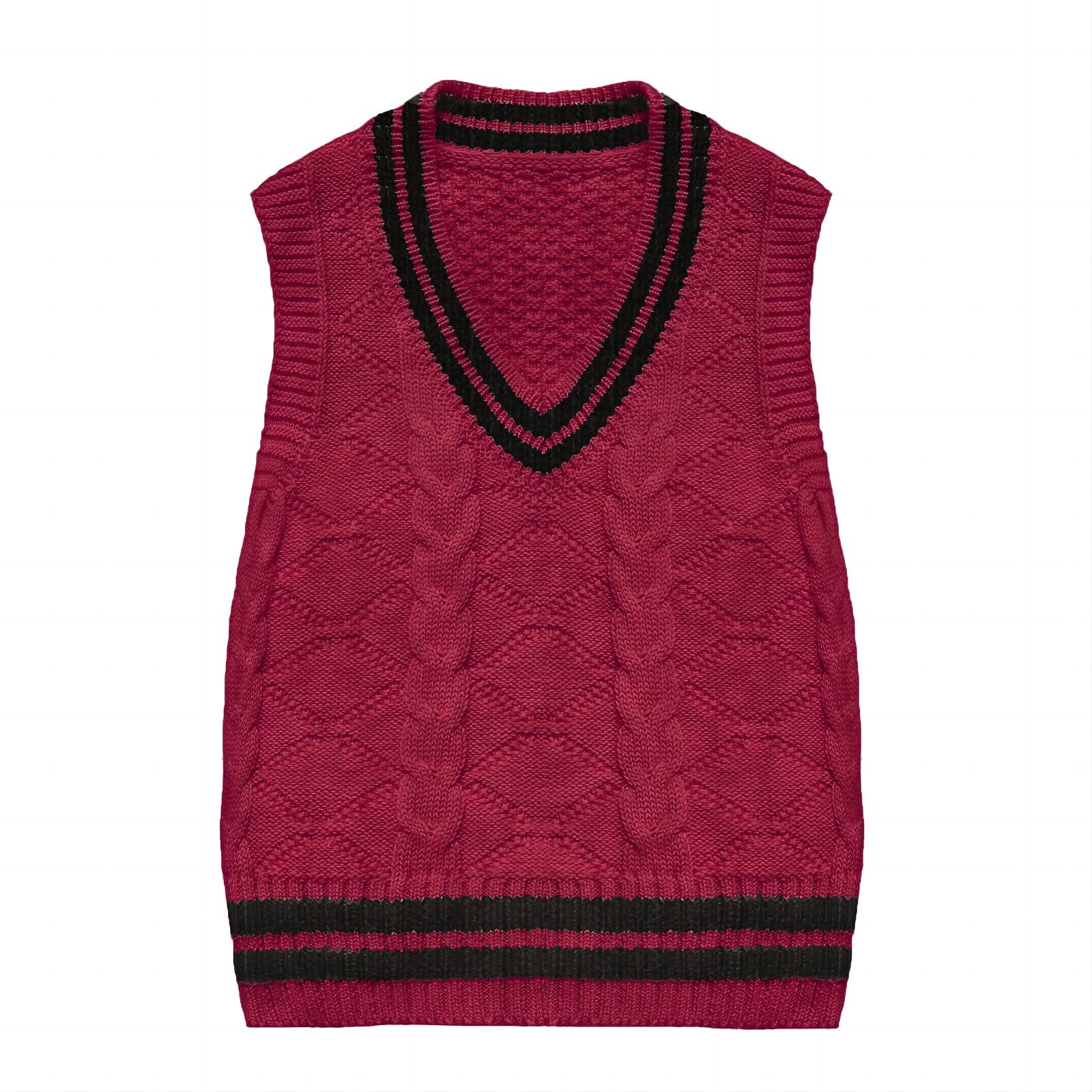 MSTOZE Baby Boys Sweater Vest, School Uniform Sweater Pullover Top V-Neck Knit Cotton Kids Vest for 6M-4T Toddler Girls (Red)