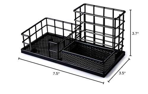 Chraevq Desk Organizers and Accessories, Mesh Office Supplies Desk Organizer, DIY Desktop Organizer, Pen Holder, Sticky Note Tray, Paperclip Storage and Office Caddy for Office Home School, Black.